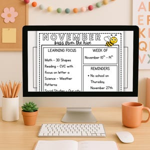 Bee Themed Classroom Newsletter Template | Editable Weekly or Monthly ...