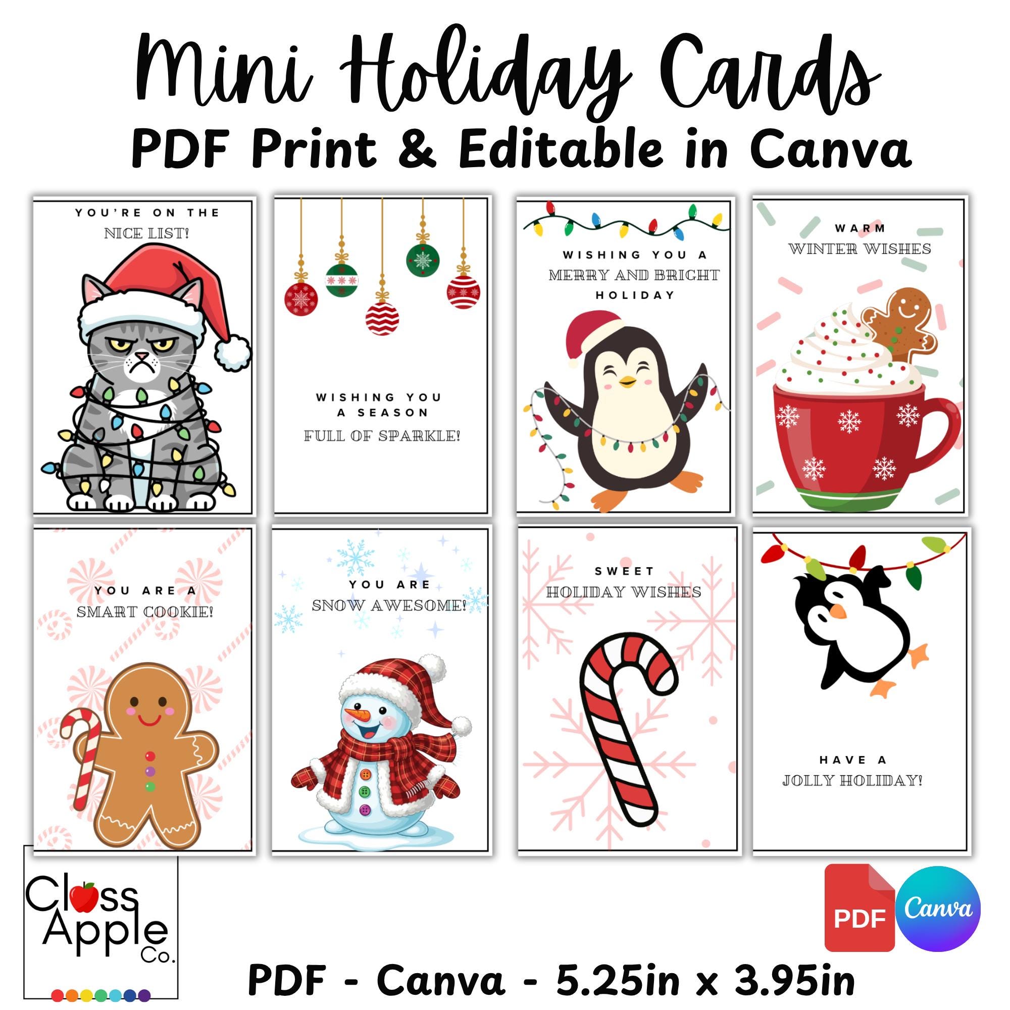 Mini Holiday Cards for Students • Teacher Christmas Cards Printable ...