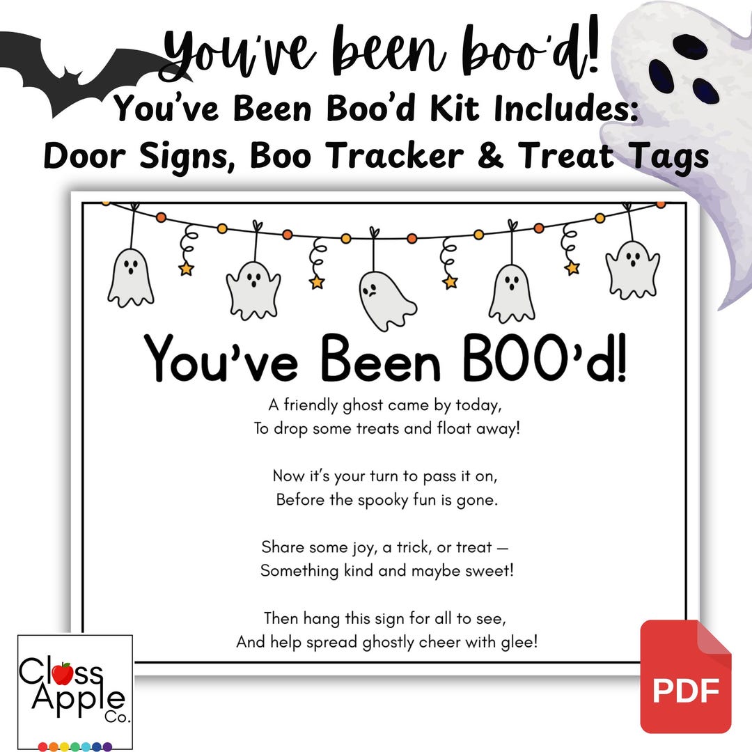 You've Been Boo'd Printable Kit | Halloween Classroom & Staff Activity ...