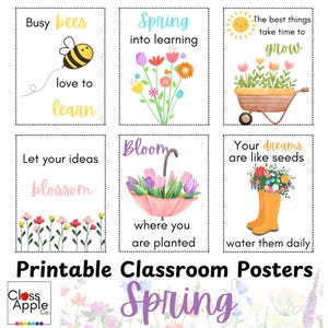 Spring Printable Posters | Classroom Decor | Floral & Motivational Wall ...