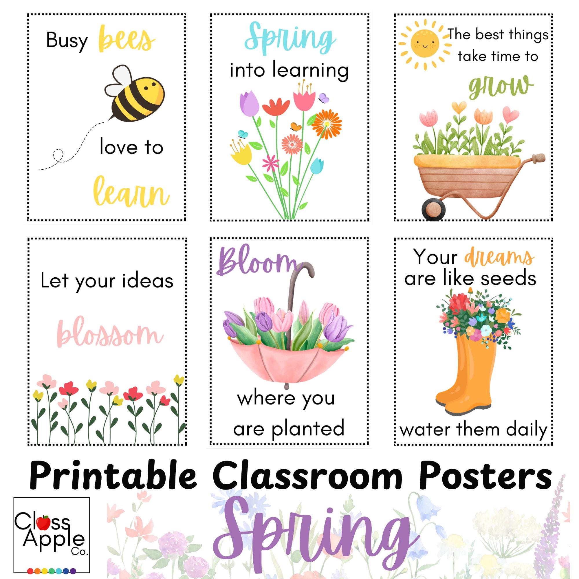 Spring Printable Posters | Classroom Decor | Floral & Motivational Wall ...