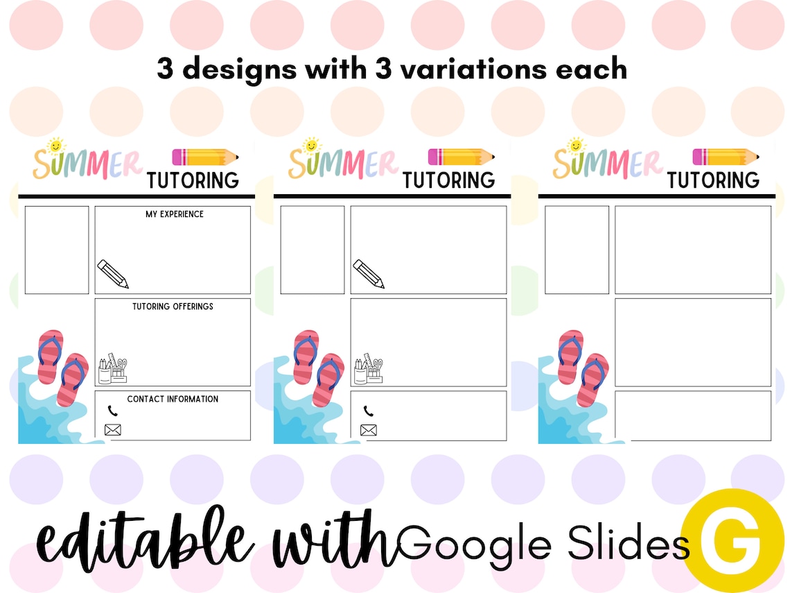 Editable Summer Tutoring Flyer to Use With Google Slides - Easy to ...