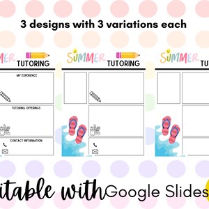 Editable Summer Tutoring Flyer to Use With Google Slides - Easy to ...