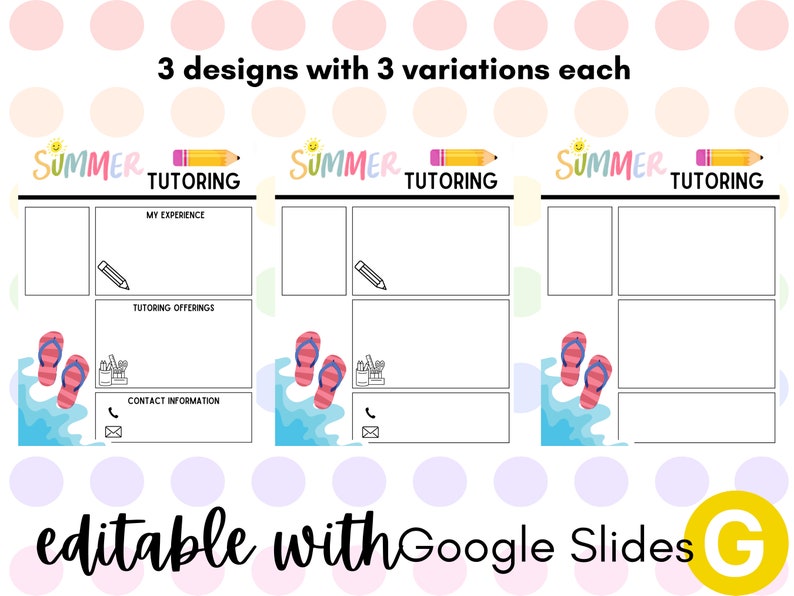 Editable Summer Tutoring Flyer to Use With Google Slides - Easy to ...