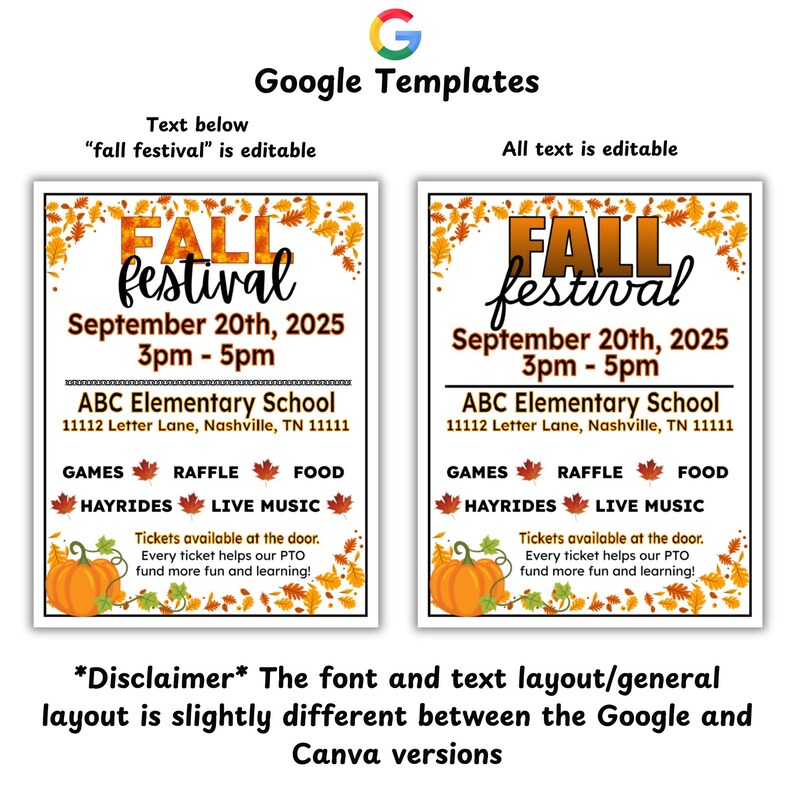 Editable Fall Festival Flyer Template | School Autumn Event Invite ...