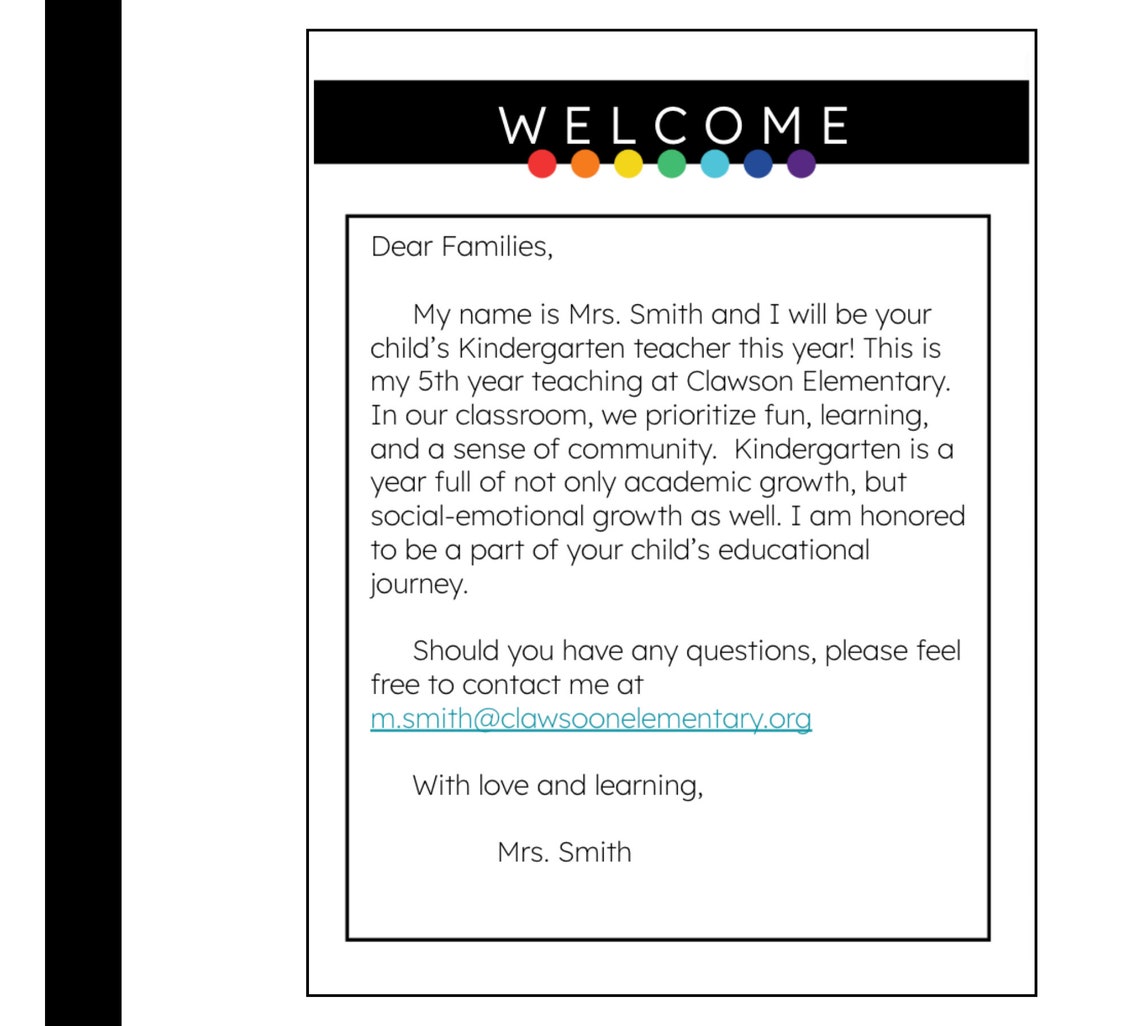 Editable Welcome Letter Version 2 - for Google Slides - Back to School ...