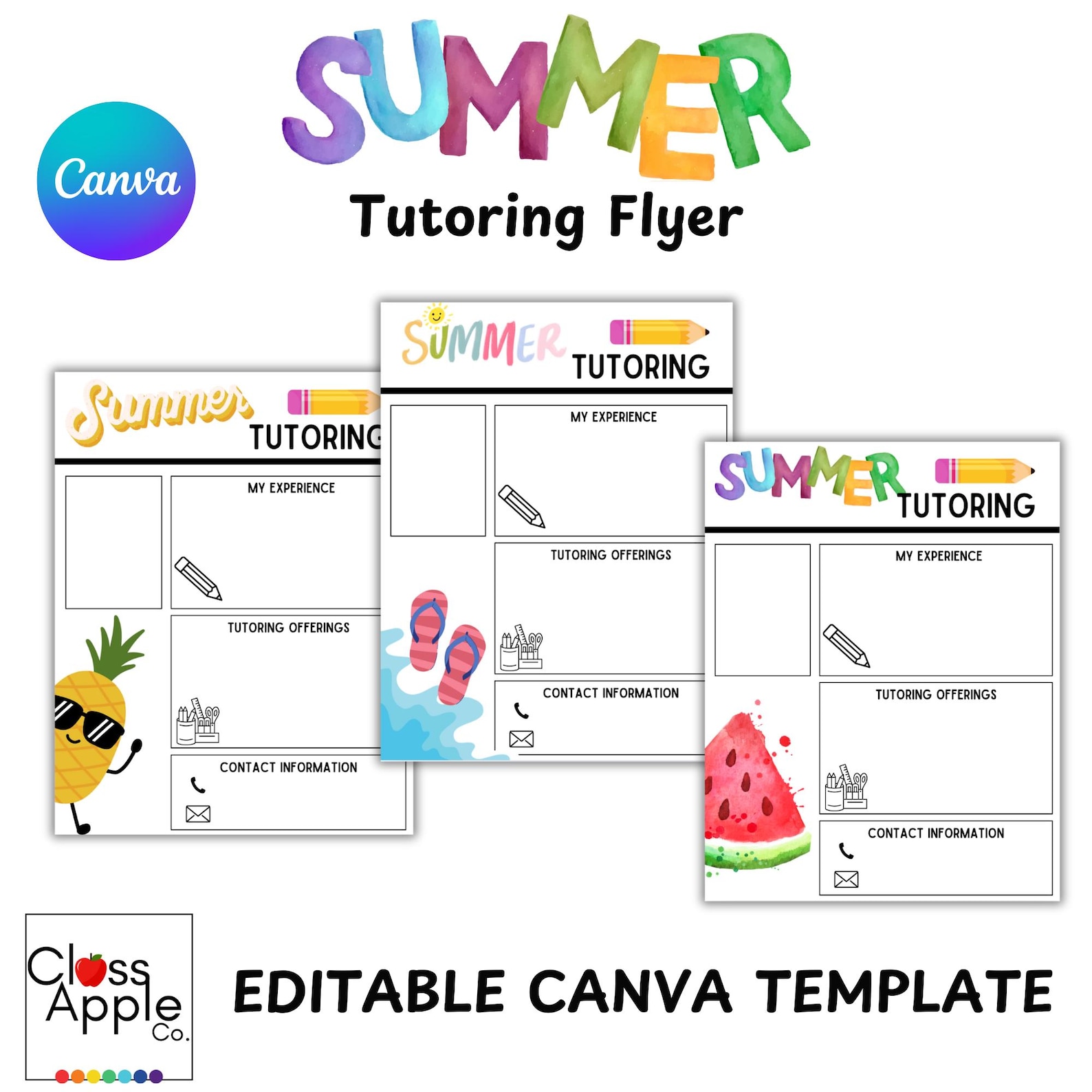 Editable Summer Tutoring Flyer to Use With CANVA - Easy to Access ...