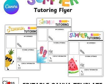 Editable Summer Tutoring Flyer to Use With Google Slides - Easy to ...