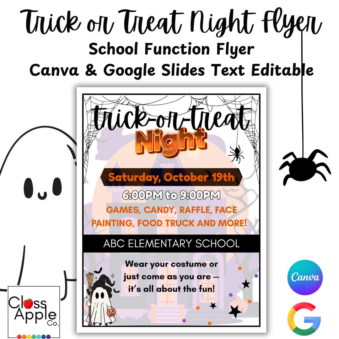 Editable Trick-or-treat Night Flyer Template | School Halloween Event ...