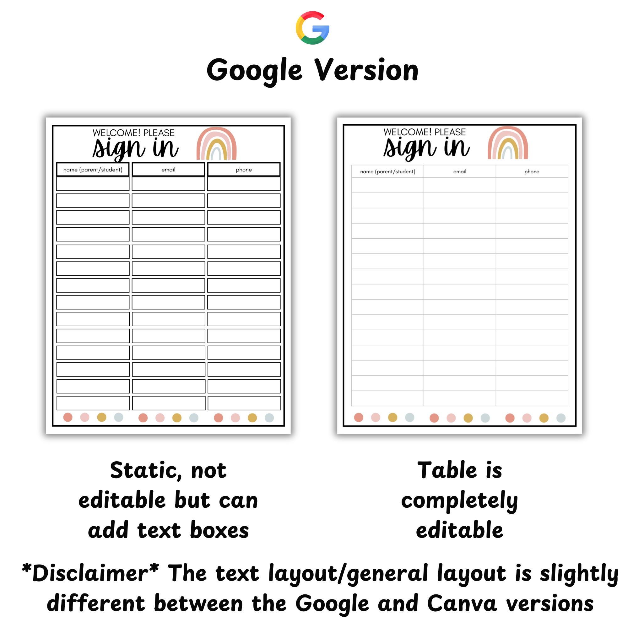 Boho Sign in Sheet | Editable Canva & Google Slides | Back to School ...