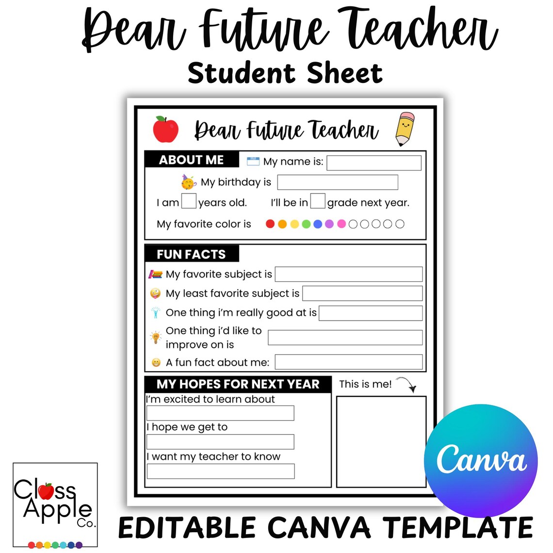 Dear Future Teacher Printable | End of Year Student Letter | Editable ...