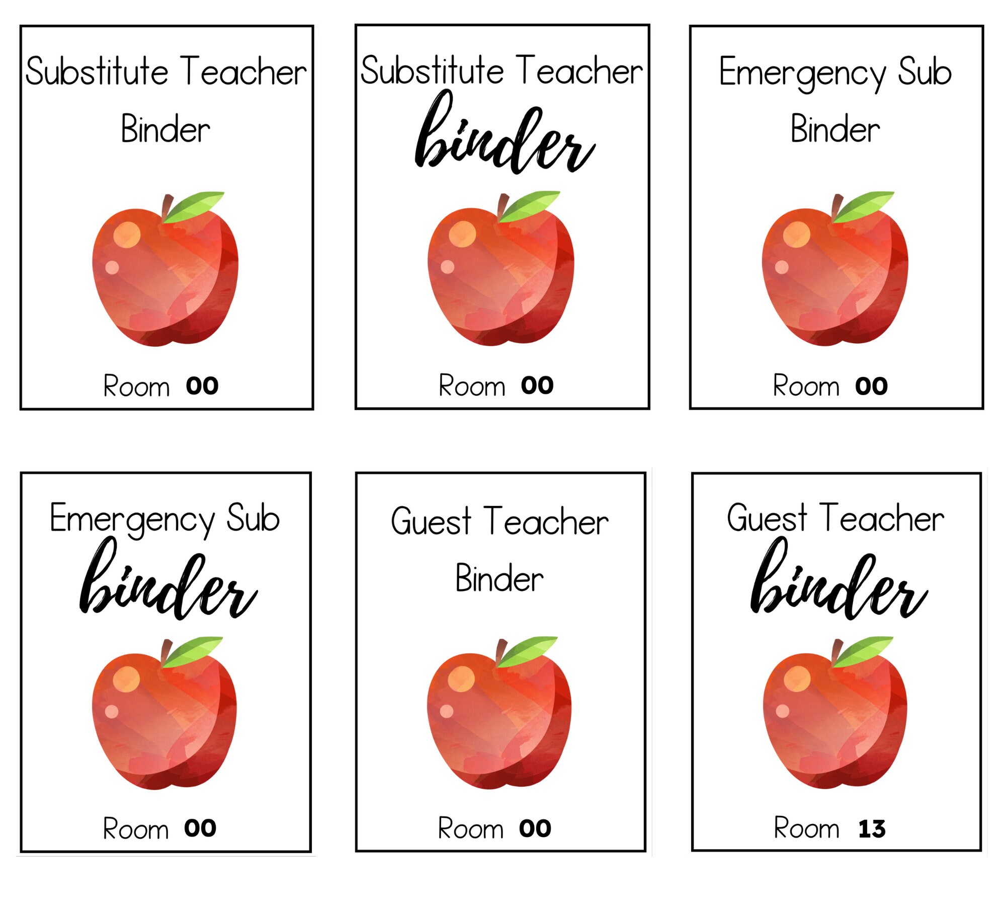 Editable Substitute Teacher/guest Teacher/emergency Sub Binder Inserts ...