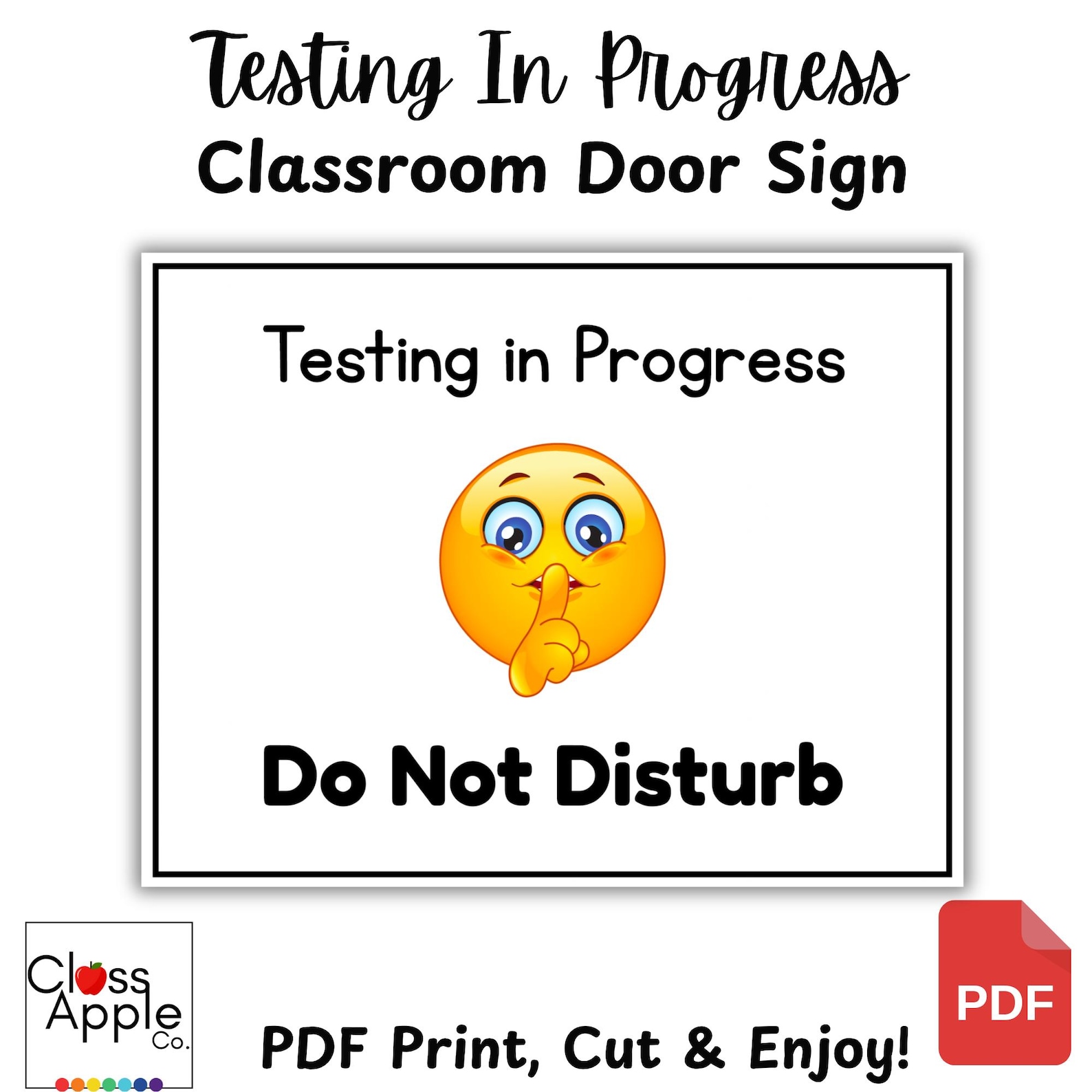 Printable Testing in Progress Sign | Do Not Disturb Classroom Door ...