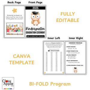 Kindergarten Graduation Program | Bi-fold Editable Canva Template ...