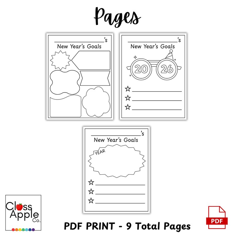 New Year’s Goals Activities 2026 | Writing & Coloring Pages | New Year ...