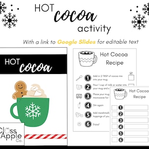 Hot Cocoa Activity for Class Christmas/holiday Party - Editable Text ...