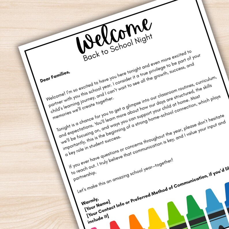 Editable Back to School Night Welcome Letter | Canva & Google Slides ...