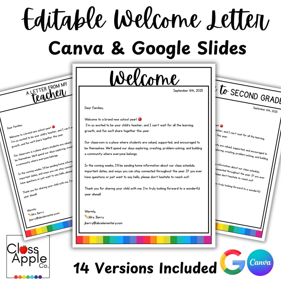 Editable Welcome Letter Template for Teachers | 14 Versions for Pre-k ...