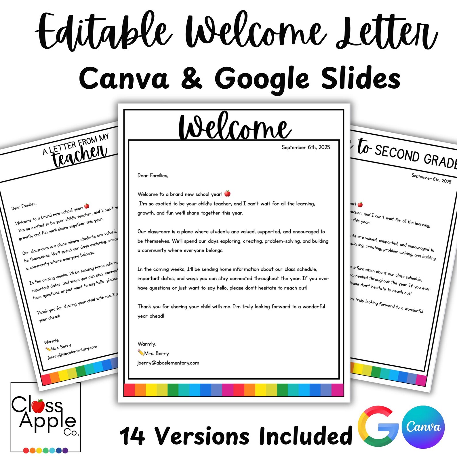 Editable Welcome Letter Template for Teachers | 14 Versions for Pre-k ...