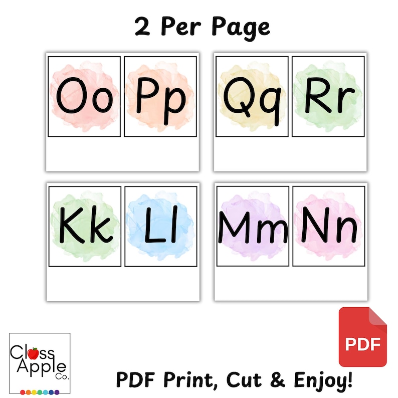 Pastel Rainbow Watercolor Alphabet Printable | ABC Classroom Decor for ...