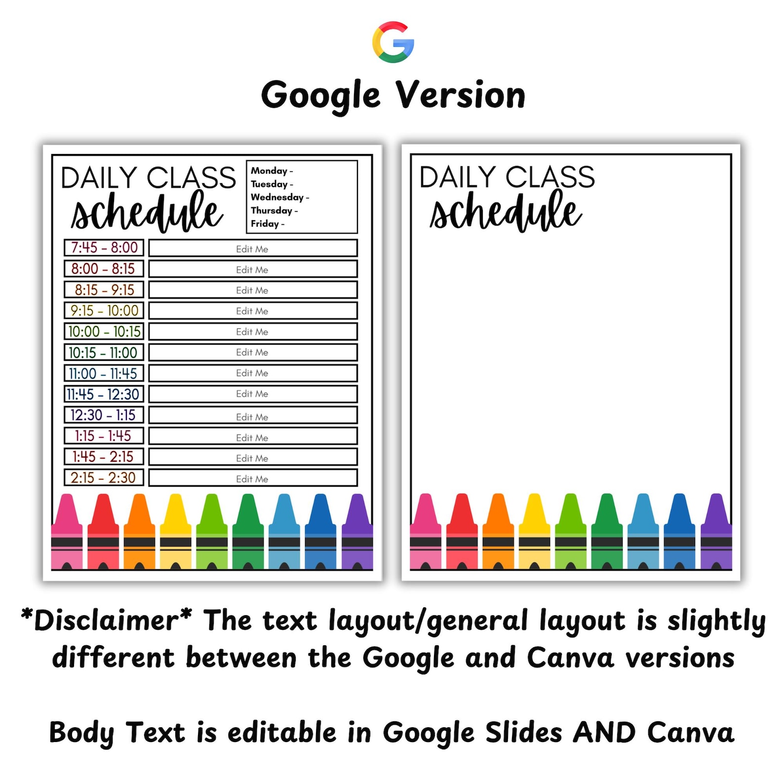 Editable Daily Class Schedule Template | Canva & Google Slides ...