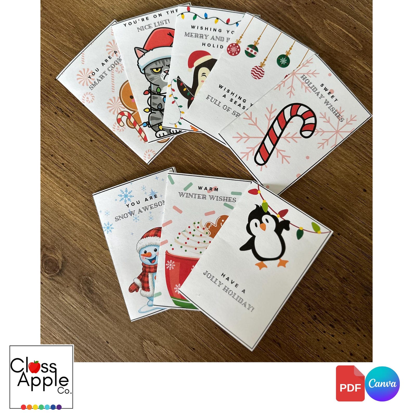 Mini Holiday Cards for Students • Teacher Christmas Cards Printable ...