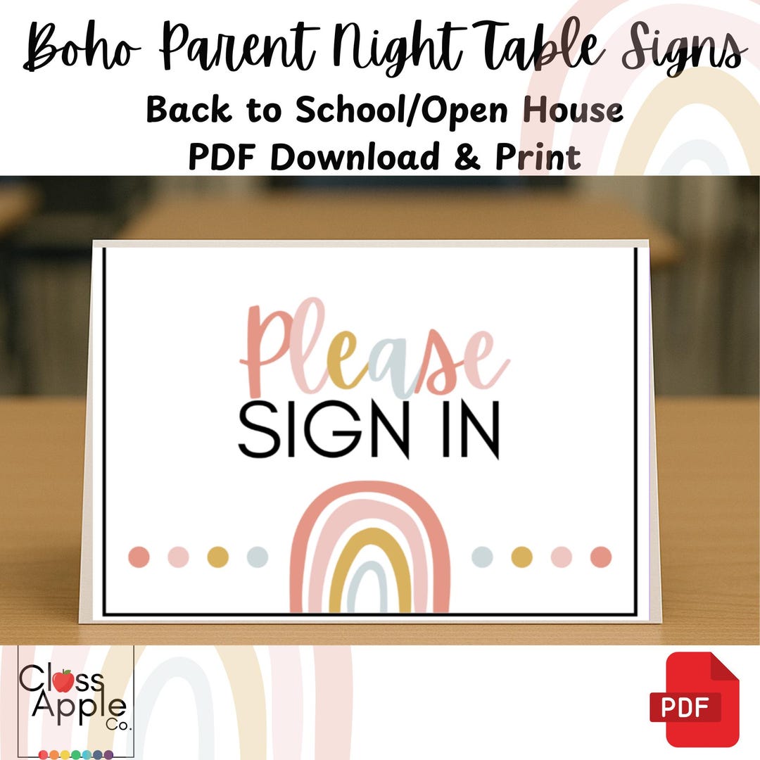 Boho Table Tent Signs PDF | Back to School Night Table Signs ...