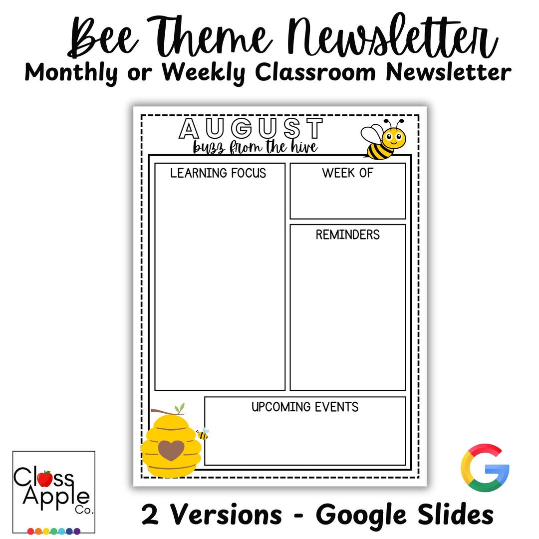 Bee Themed Newsletter Template for Teachers | Editable Weekly or ...