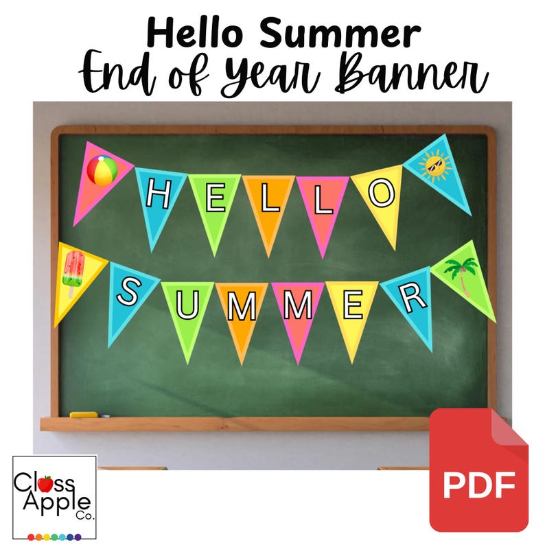 Hello Summer Banner Printable | End of Year Classroom Decor | Summer ...