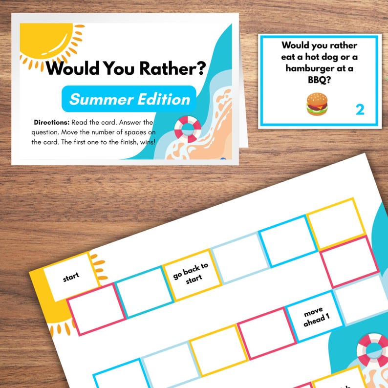 Would You Rather Summer Board Game | End of Year Activity | PDF ...