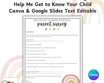 Editable Parent Survey | Get to Know Your Child Questionnaire | Canva ...