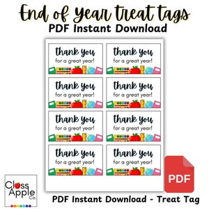 Printable Summer Treat Tags for Students | End of Year Gift Tags PDF ...