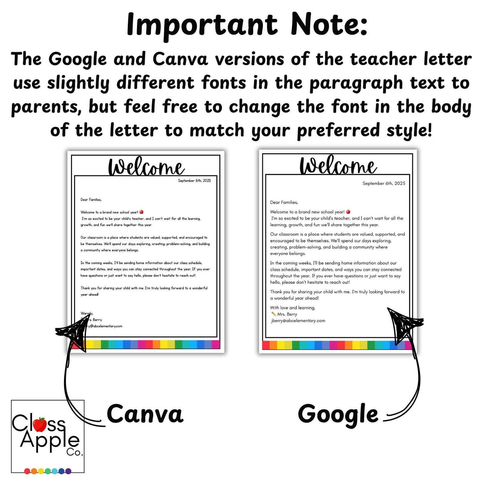 Editable Welcome Letter Template for Teachers | 14 Versions for Pre-k ...