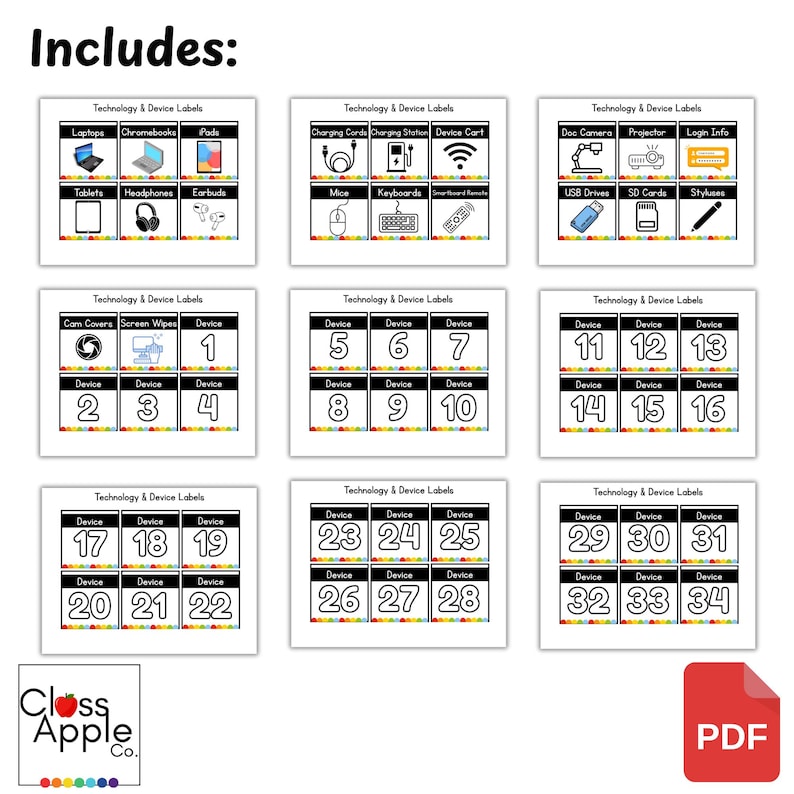 Technology & Device Labels for Classroom | Chromebook, Ipad, Laptop ...