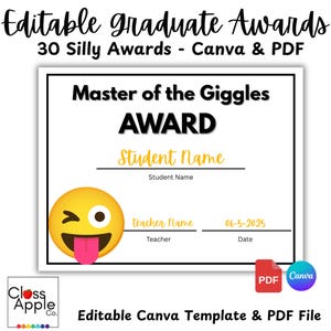 30 Funny End of Year Awards for Students | Editable Canva Template ...