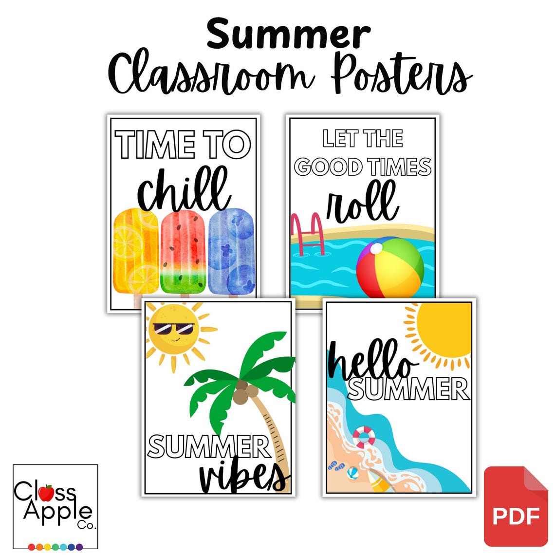 Summer Classroom Posters | End of Year Party Decor | Beach Theme ...