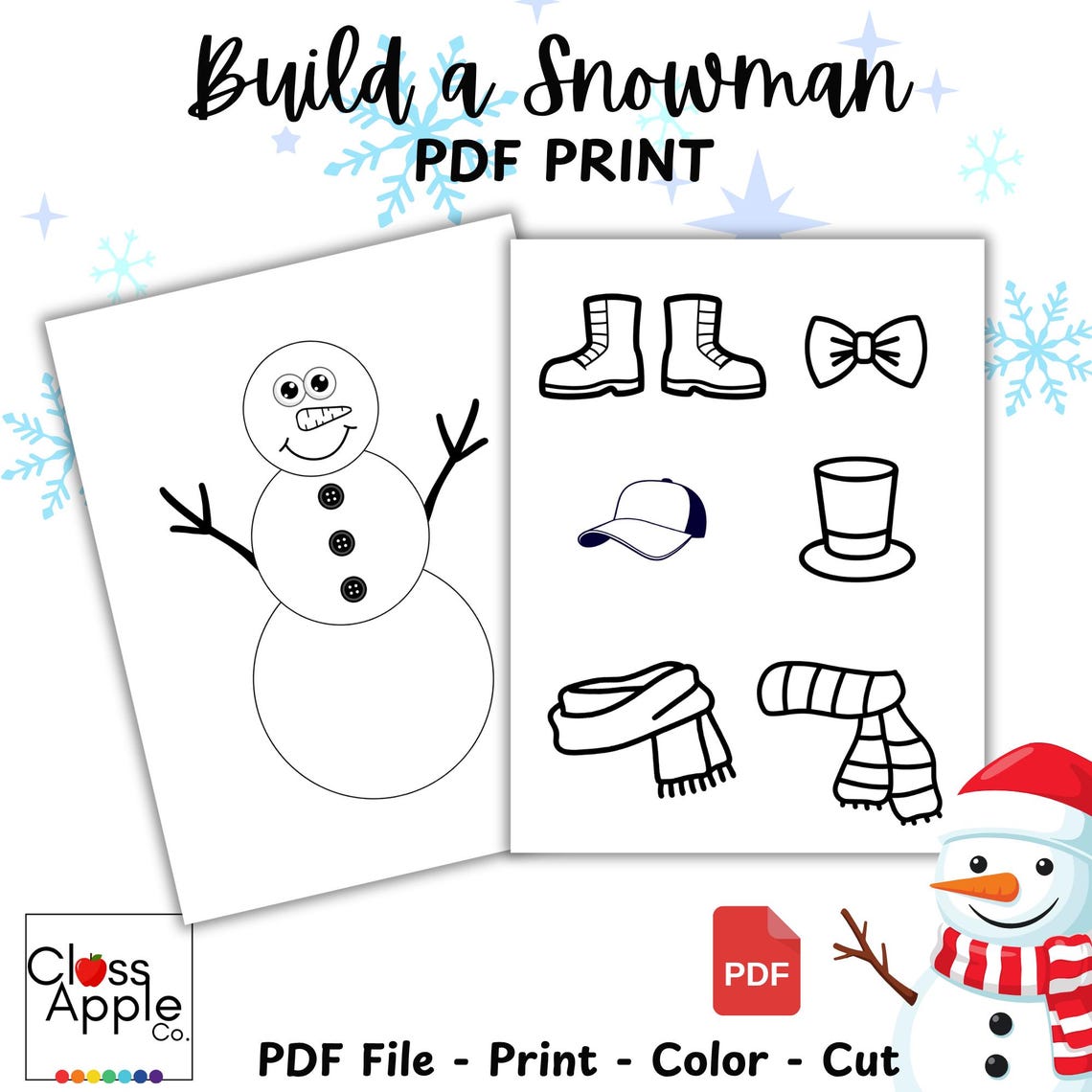 Build a Snowman Craft Printable | Winter Classroom Craft | Christmas ...