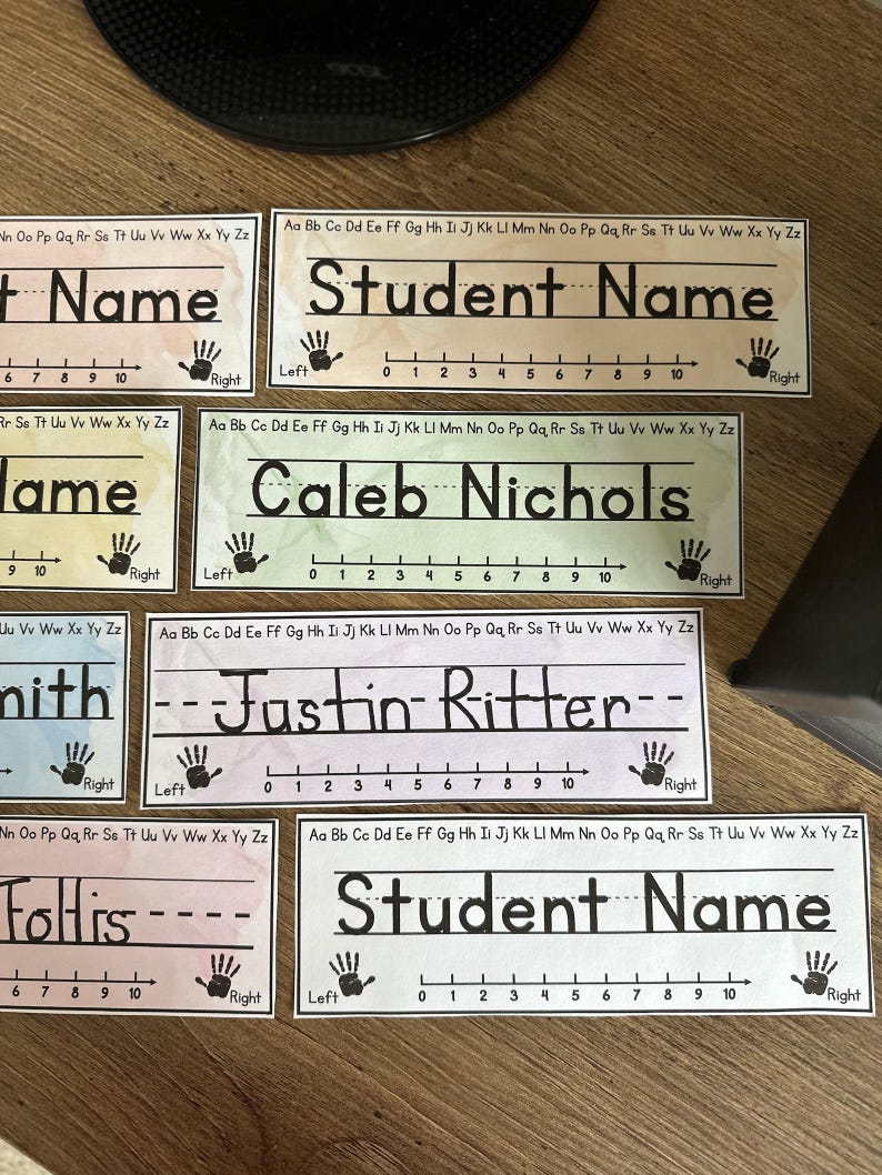 Editable Student Desk Name Tags | Rainbow Pastel Watercolor | Alphabet ...