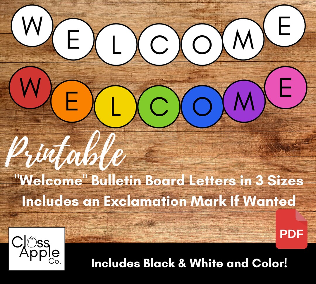 Printable Bulletin Board or Door Decor "welcome" Letters - PDF ...