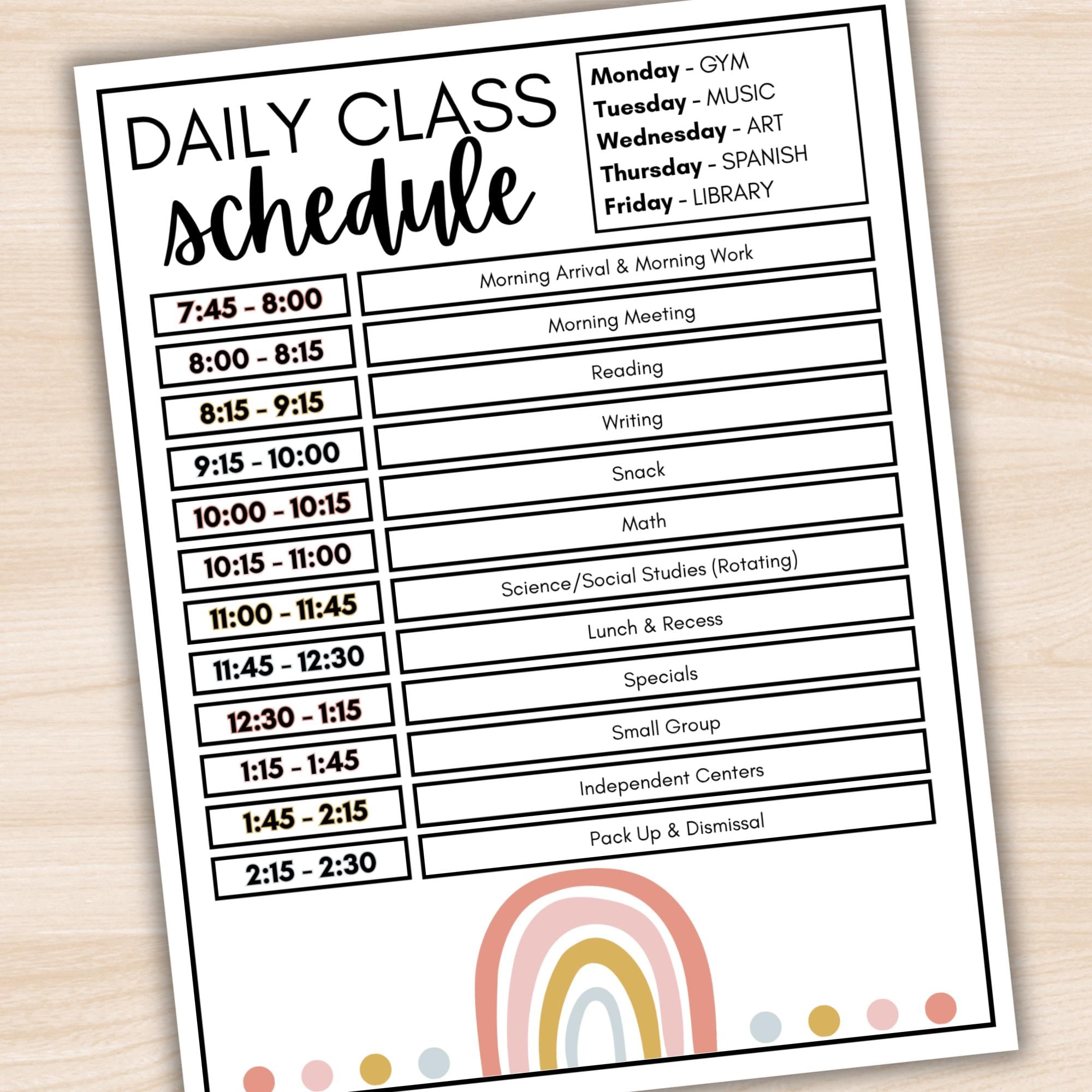 Boho Daily Class Schedule Template | Editable Canva & Google Slides ...
