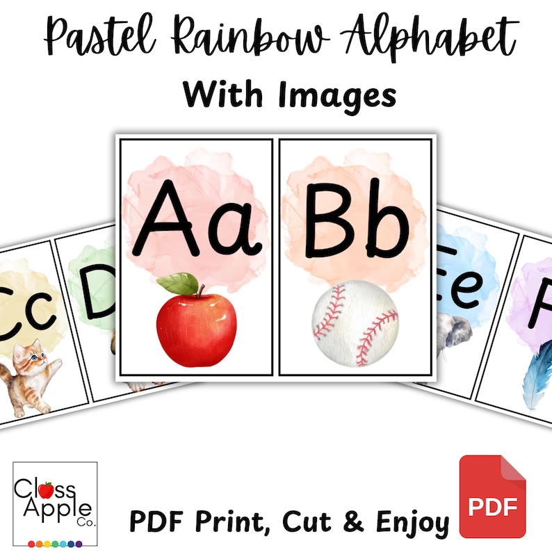 Pastel Rainbow Alphabet Posters With Images | A–Z Printable PDF ...