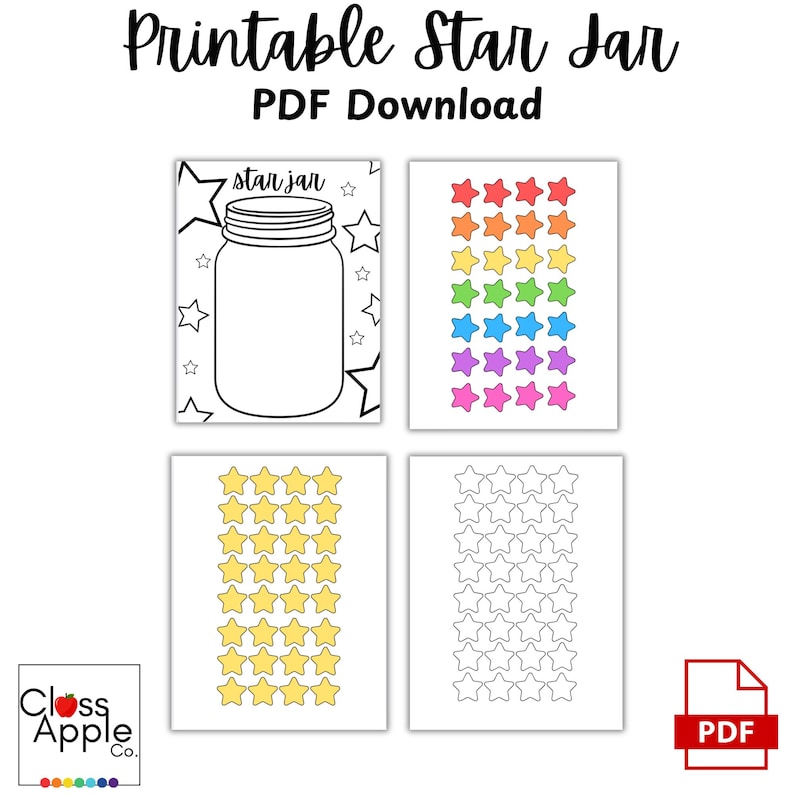 Printable Star Jar PDF | Positive Classroom Reward Tracker | Whole ...