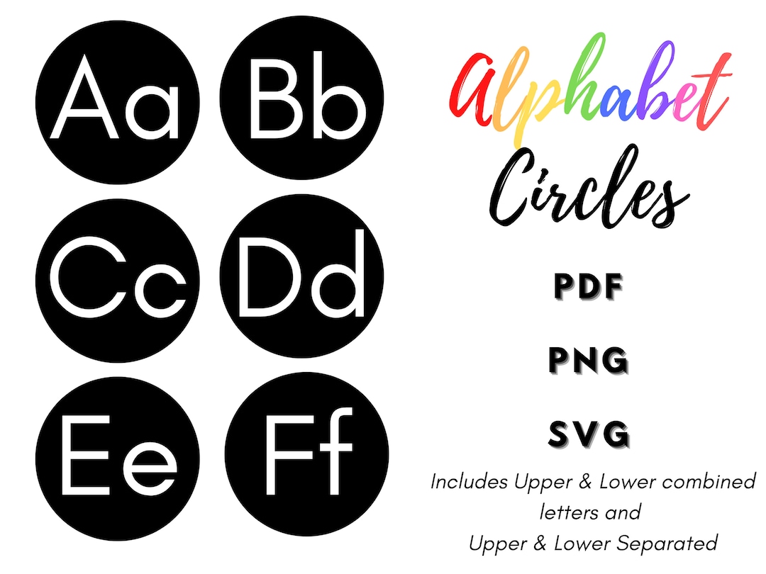 Alphabet Circles - SVG, PNG, PDF - Teacher - Classroom - Back to School ...