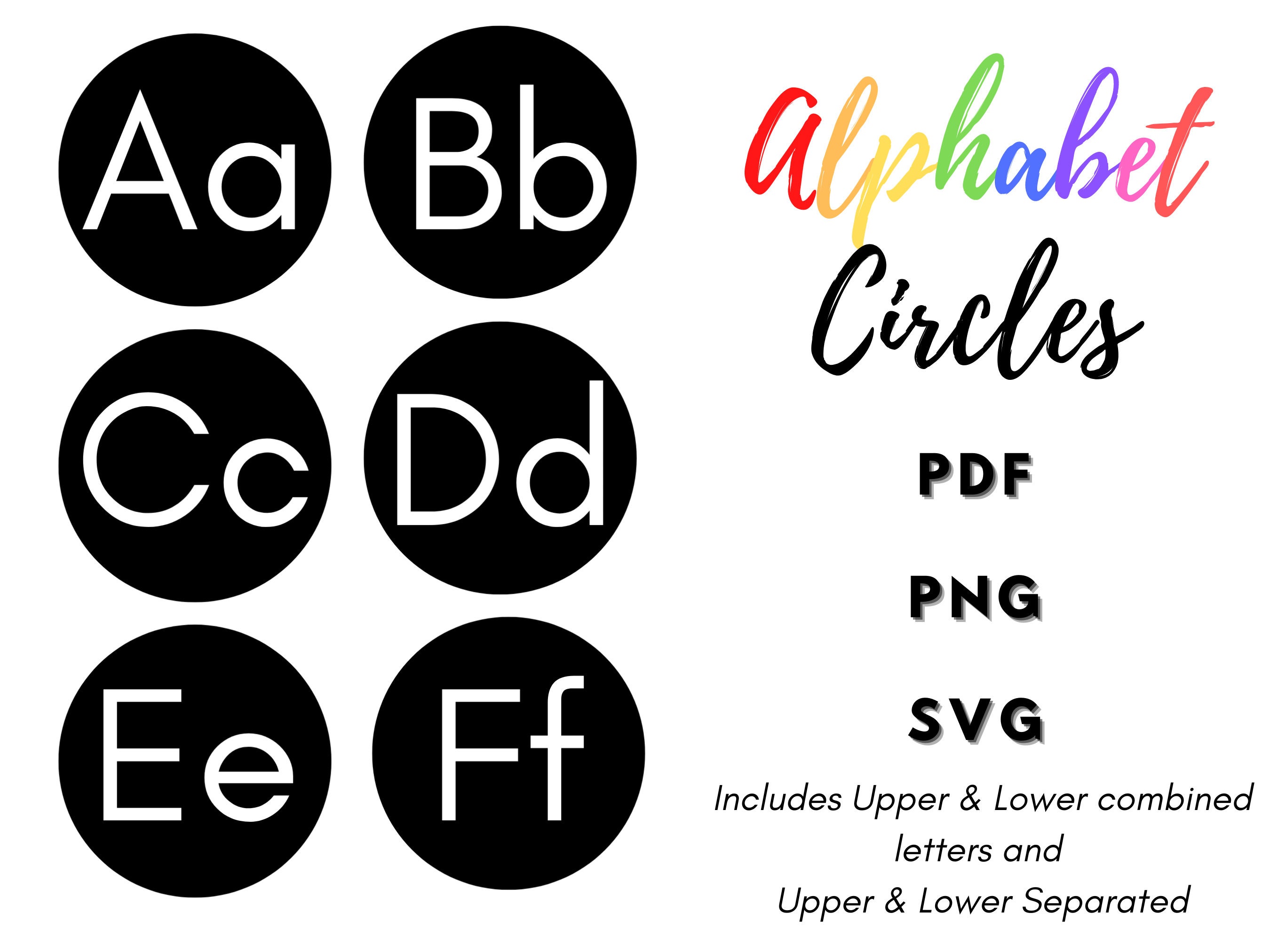 Alphabet Circles - SVG, PNG, PDF - Teacher - Classroom - Back to School ...