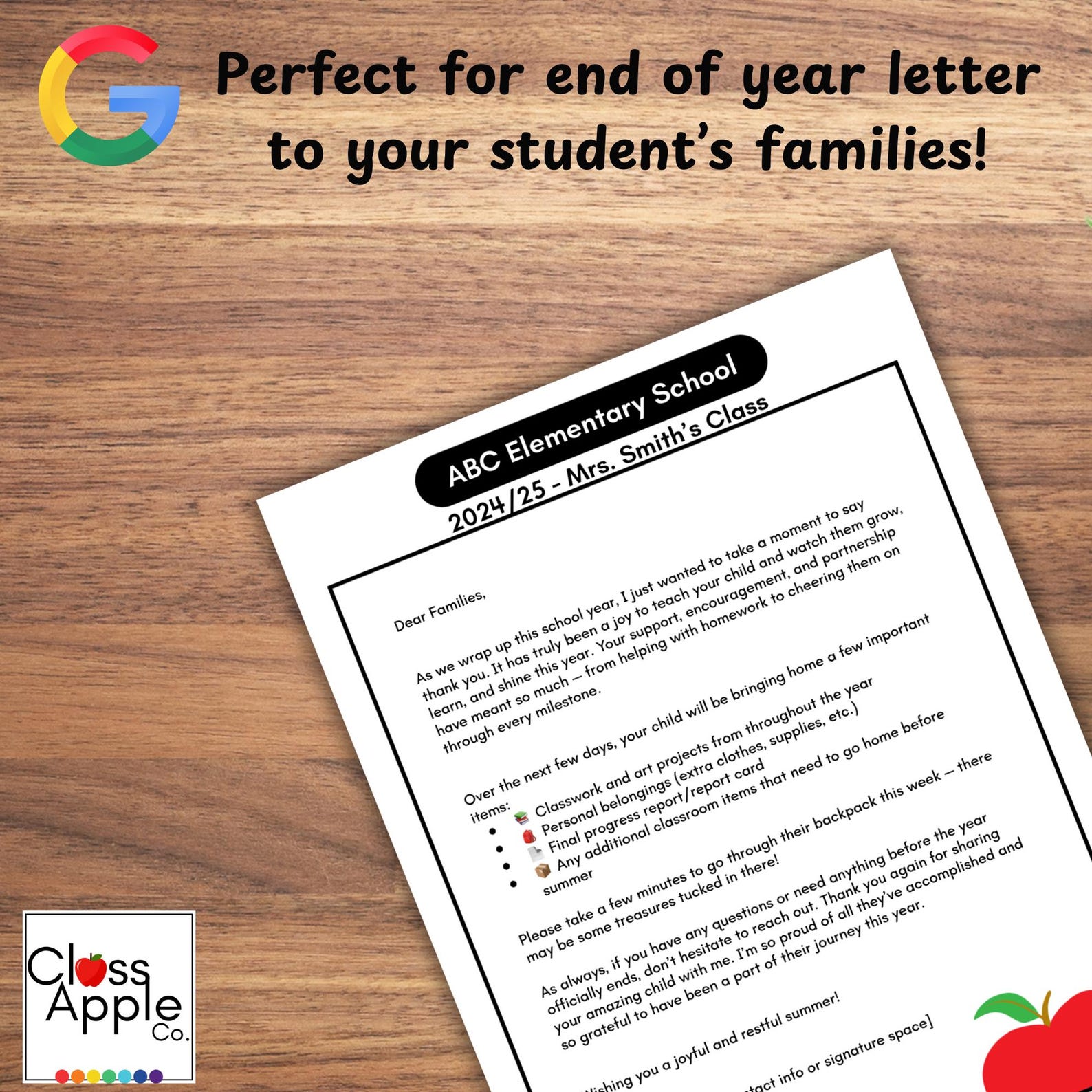 Editable Text End of Year Parent Letter Template | Letter to Families ...