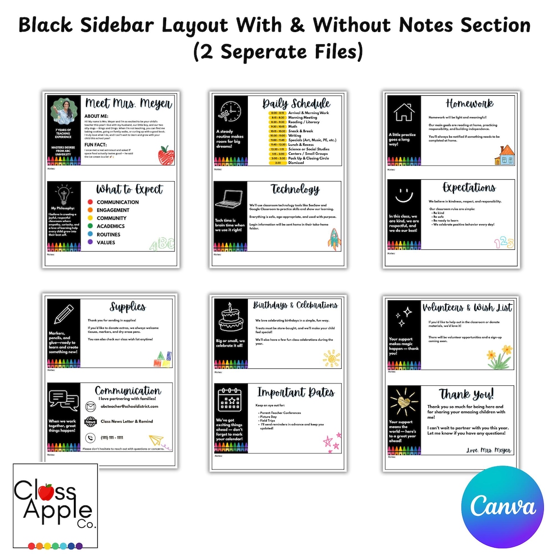 Editable Back to School Night Handout Canva Template | Meet the Teacher ...