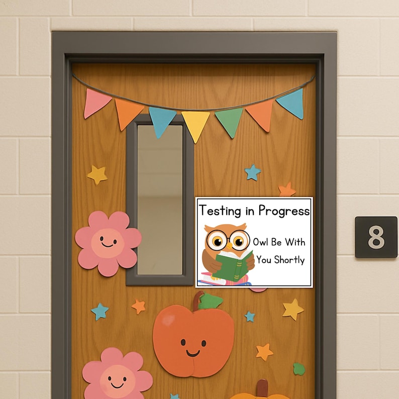Owl Testing Door Sign – Printable Classroom Quiet Poster – Owl Be With ...