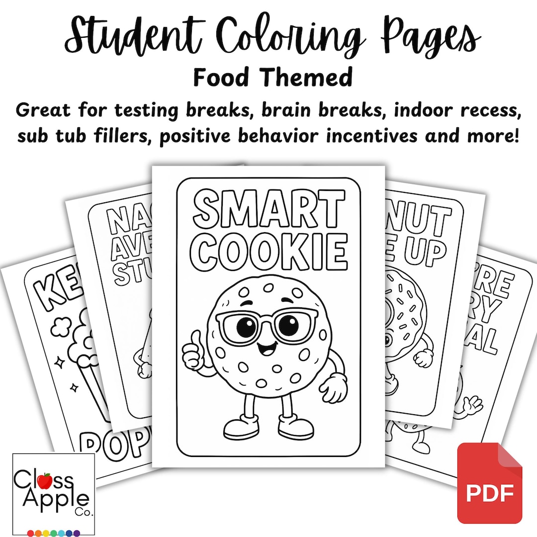 Funny Classroom Coloring Pages for Students | Food Pun Back to School ...