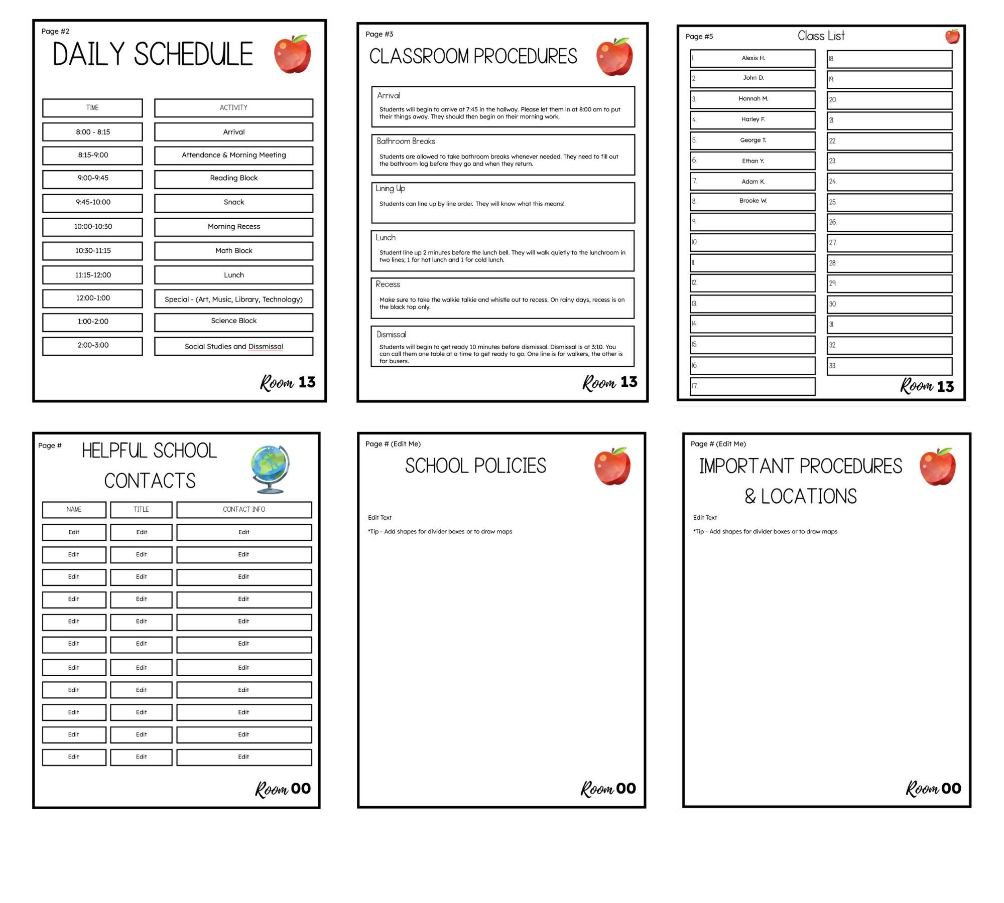 Editable Substitute Teacher/guest Teacher/emergency Sub Binder Inserts ...