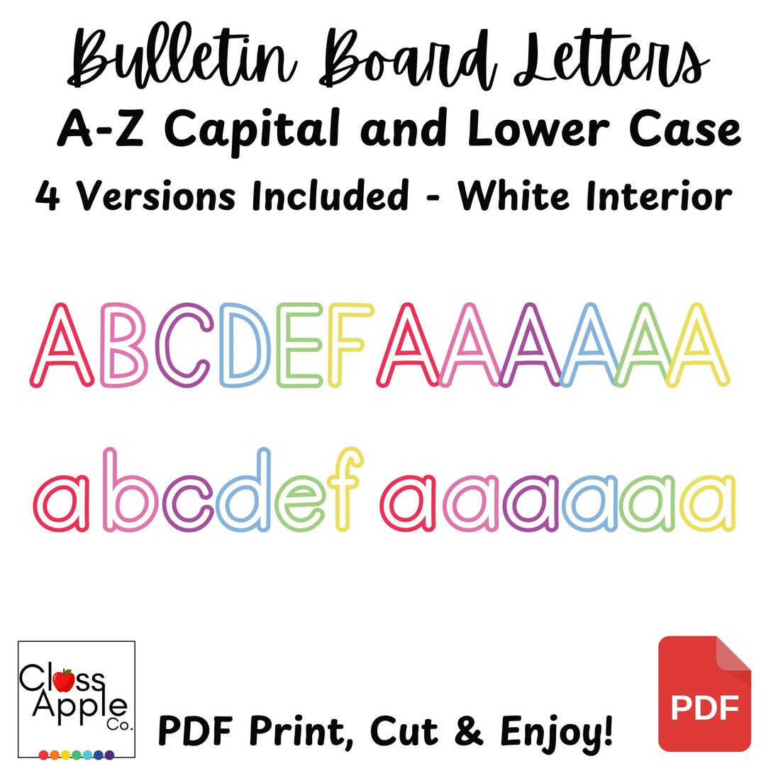 Bulletin Board Letters Printable | A-Z Capital and Lowercase | PDF Cut ...